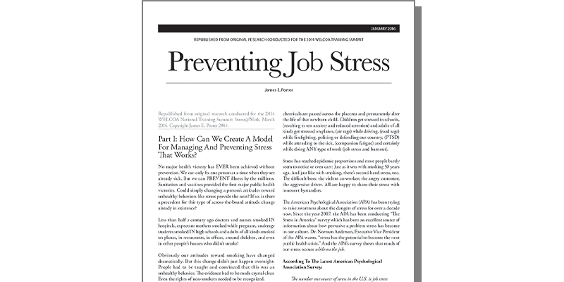 Preventing Job Stress by Jim Porter - Wellness Alliance