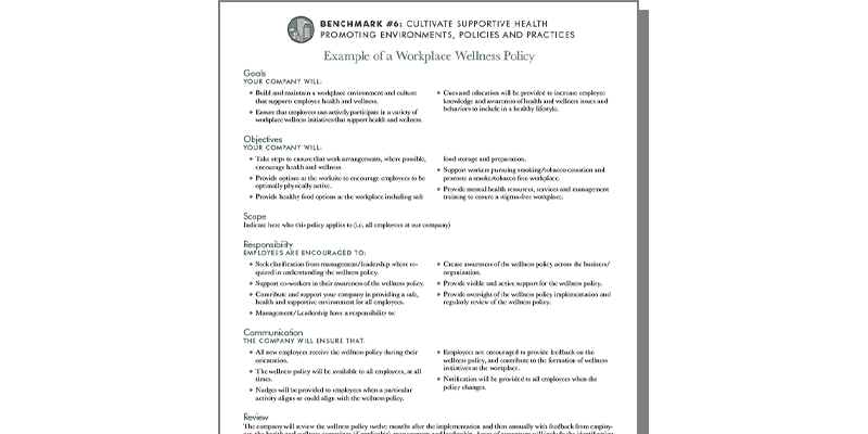 Sample Workplace Wellness Policy