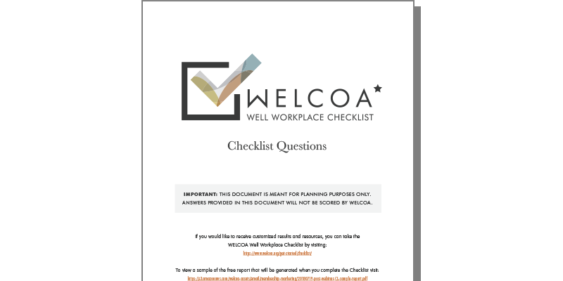 Well Workplace Checklist Questions - Wellness Alliance