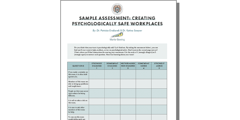 Creating Psychologically Safe Workplaces Sample Assessment - Wellness ...