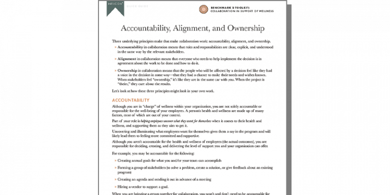 Accountability, Alignment, and Ownership - WELCOA