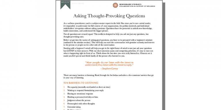 Asking Thought-Provoking Questions - Wellness Alliance