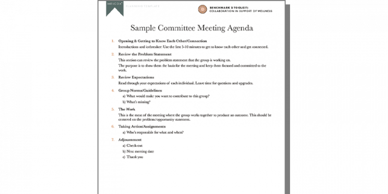 Committee Meeting Agenda - Wellness Alliance