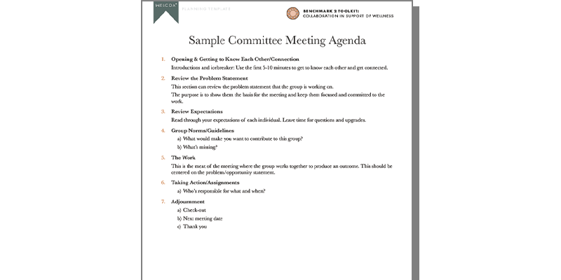Committee Meeting Agenda - Wellness Alliance